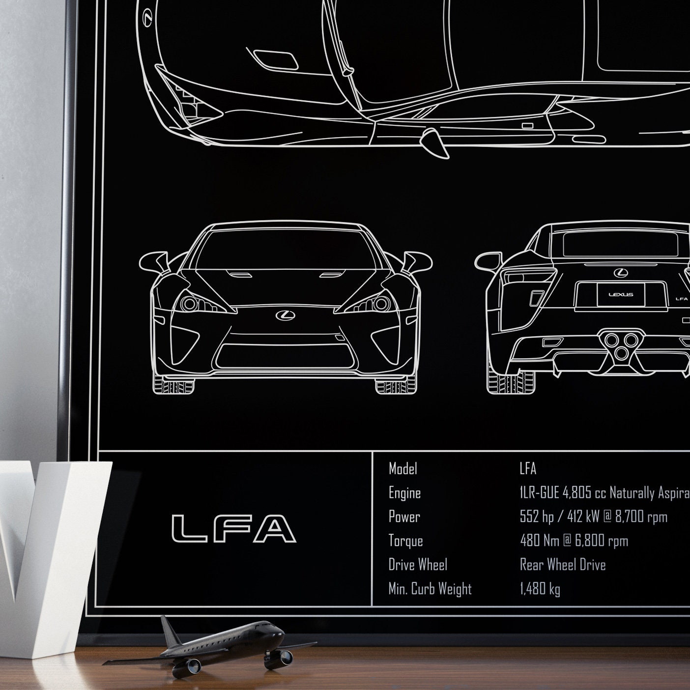 Lexus LFA Blueprint Poster Print - Etsy