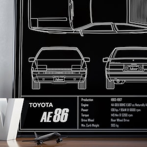 Toyota AE86 Trueno Blueprint Poster - Etsy