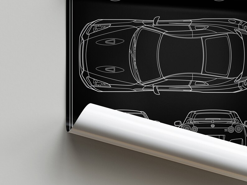 Nissan GTR R35 Blueprint Poster - Etsy Australia