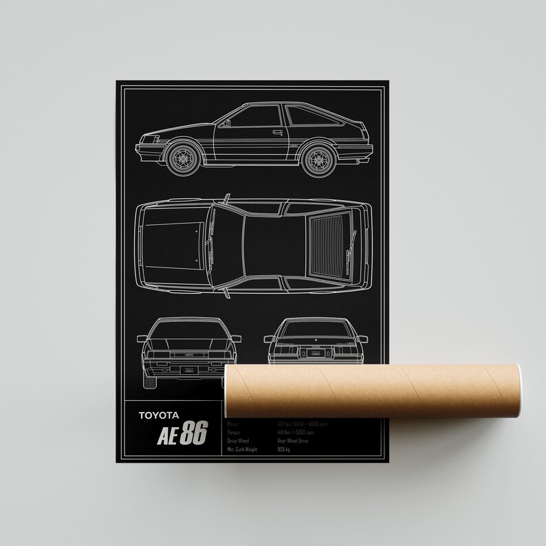 Toyota AE86 Levin Blueprint Poster - Etsy