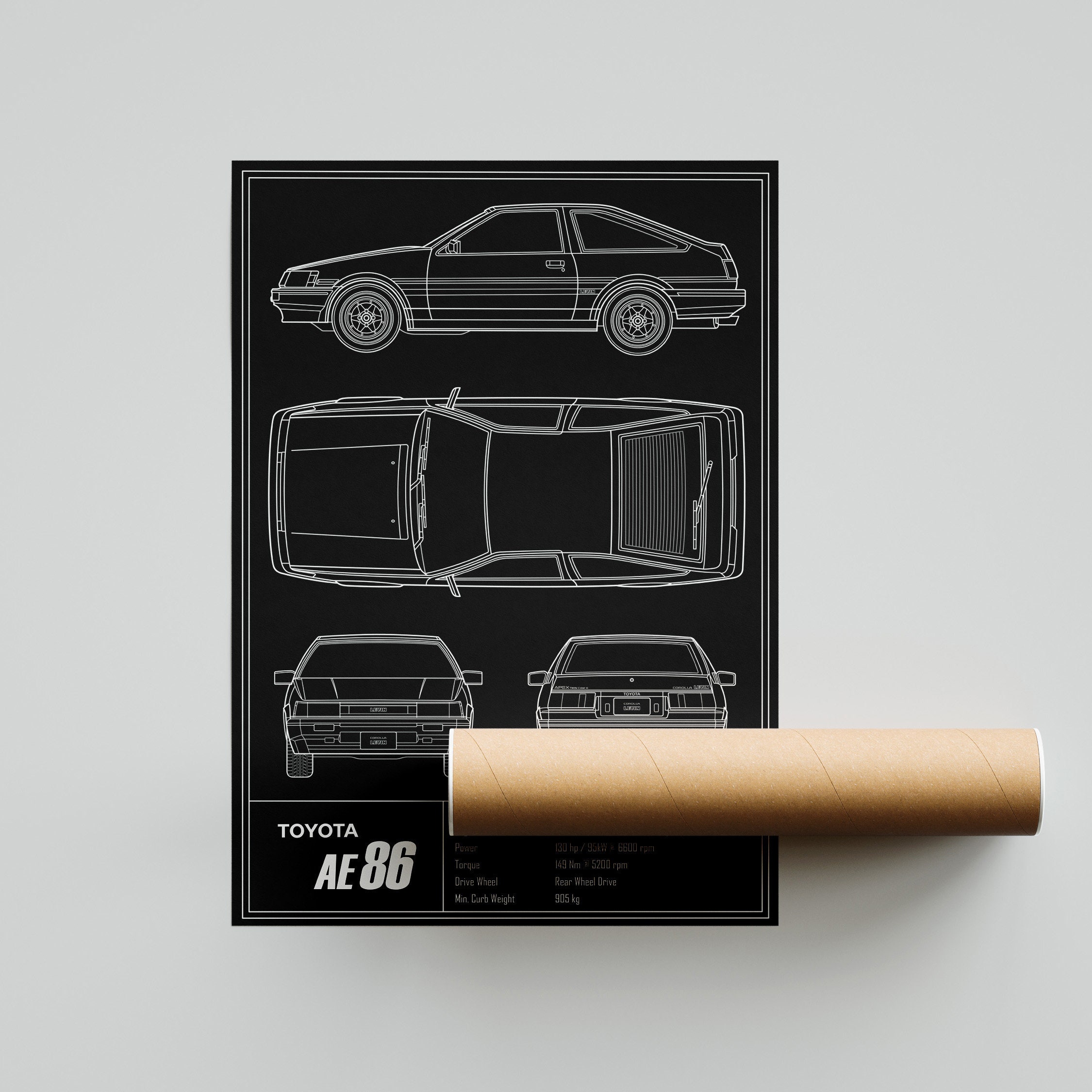 Toyota AE86 Levin Blueprint Poster - Etsy Singapore