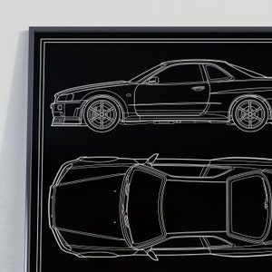 Nissan Skyline R34 GTR Blueprint Poster - Etsy Australia
