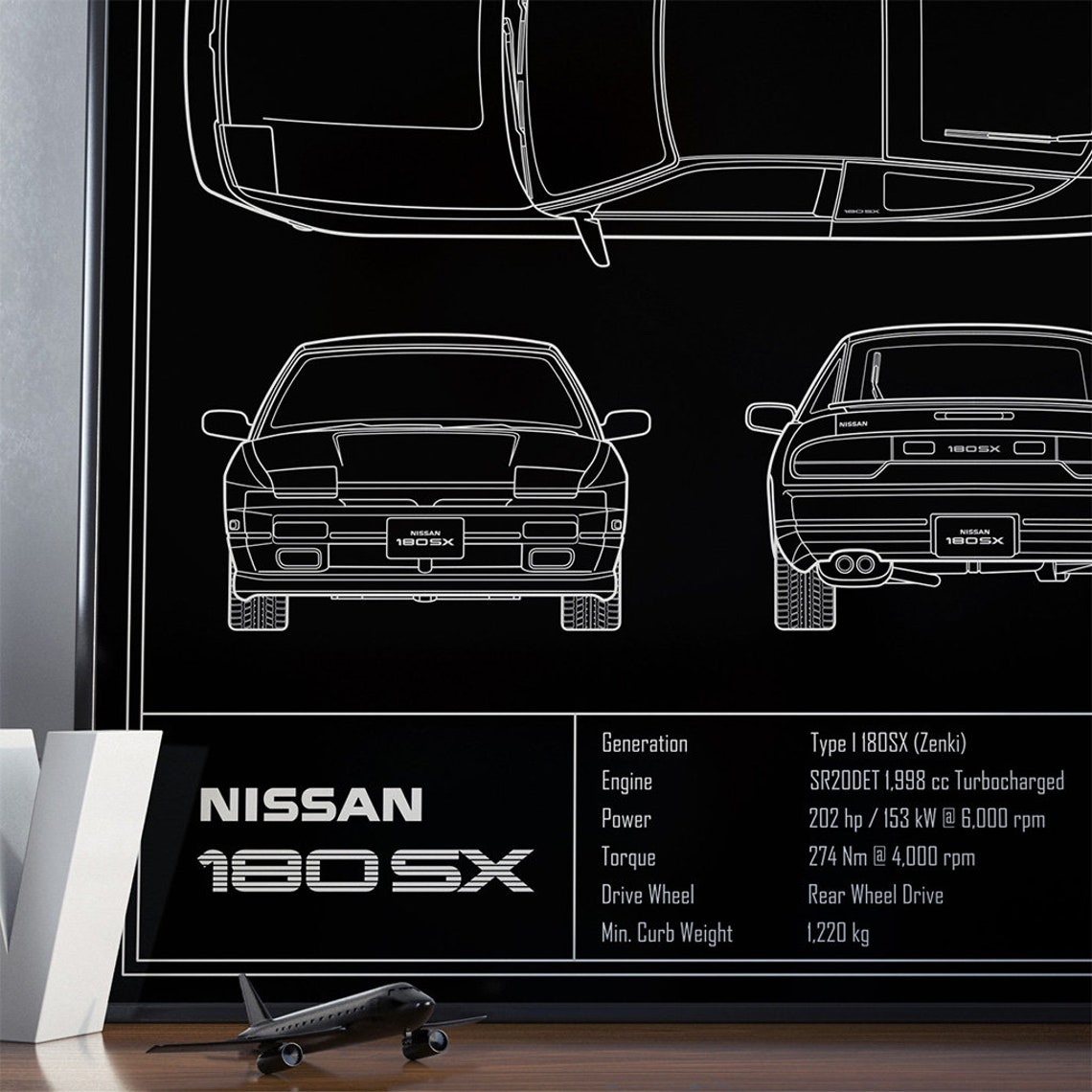 Nissan 180SX Blueprint Poster | Etsy