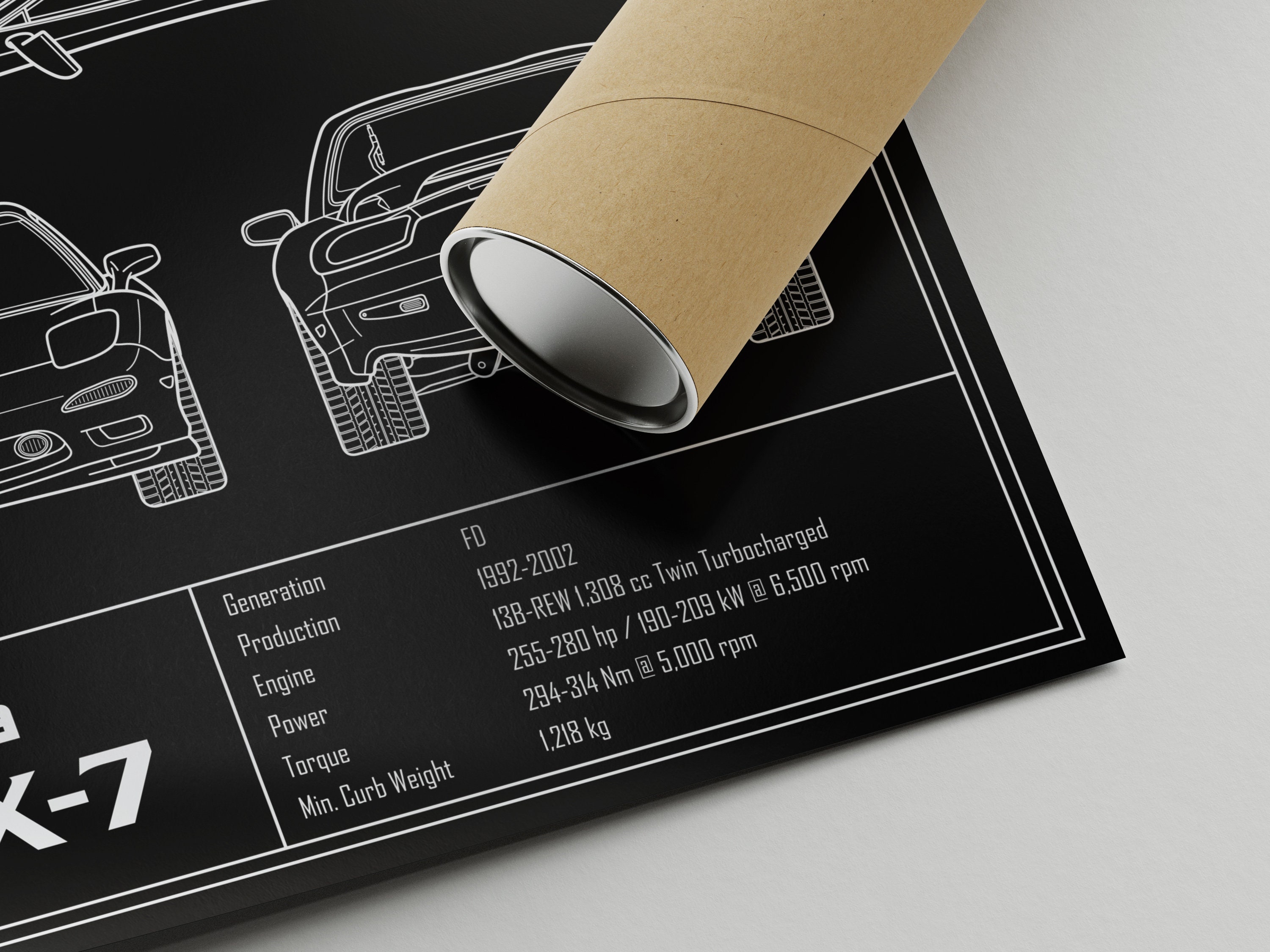 Mazda RX7 FD Blueprint Poster - Etsy UK