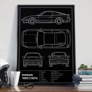 Nissan 180SX Blueprint Poster - Etsy
