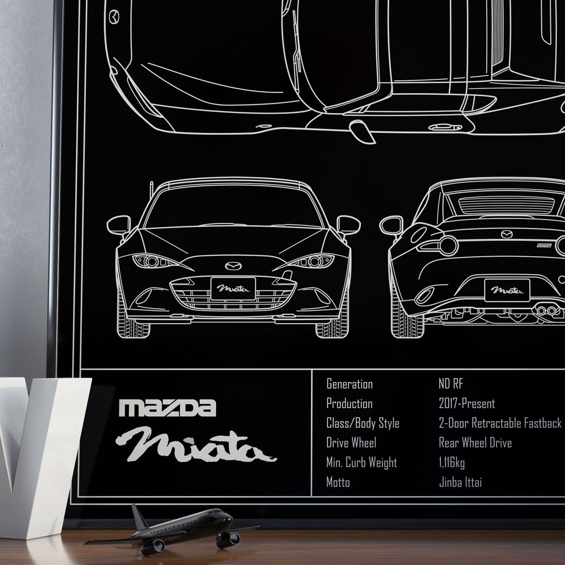 Mazda Miata ND RF Blueprint Poster - Etsy Canada