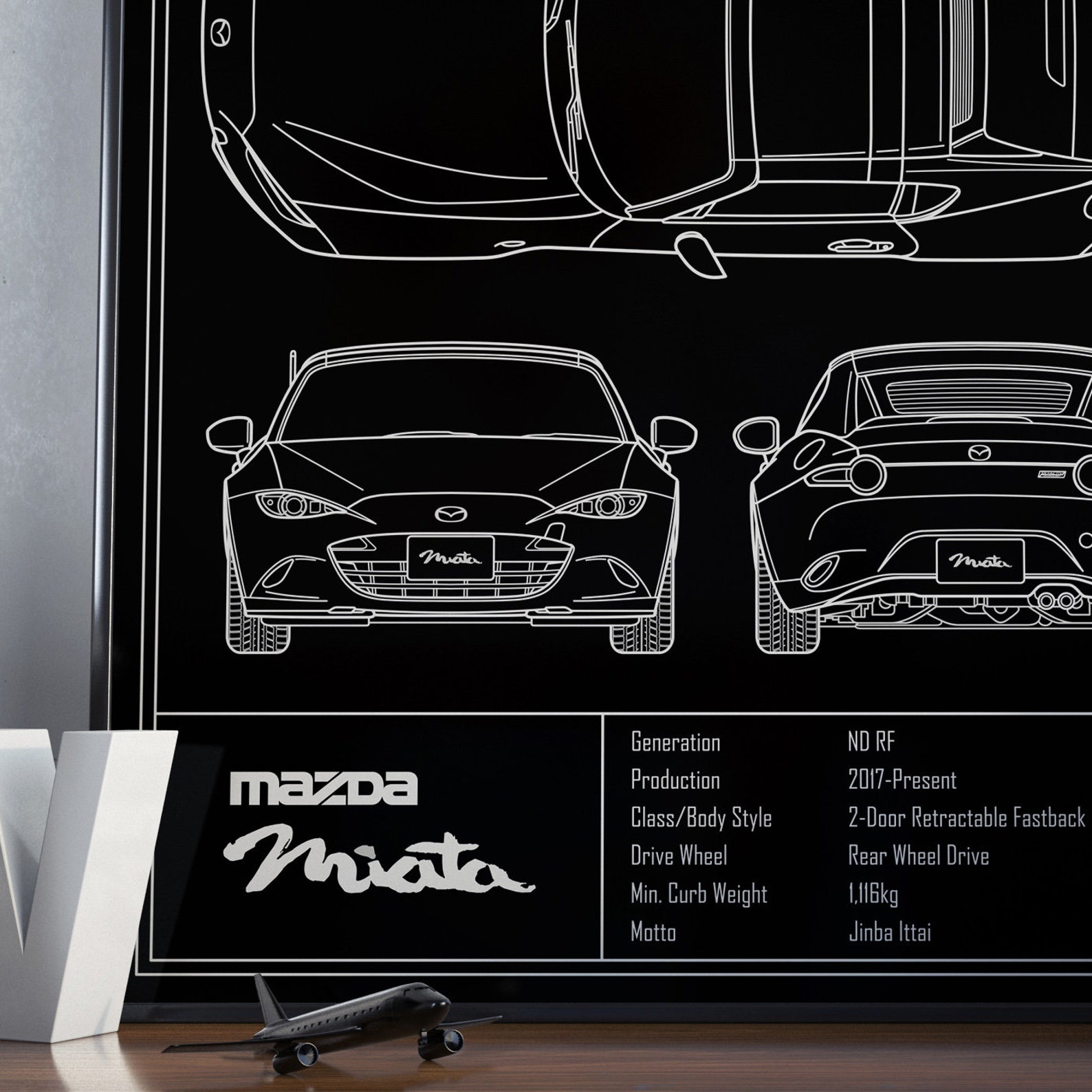 Mazda Miata ND RF Blueprint Poster - Etsy Canada