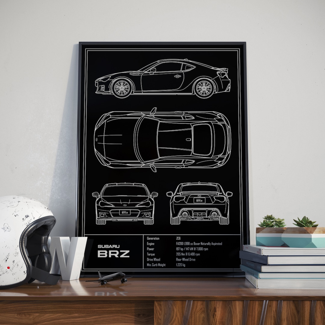 Subaru BRZ Blueprint Poster (2012-2016) - Etsy