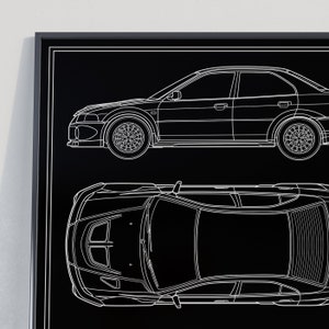 Mitsubishi Lancer Evo 6 Blueprint Poster - Etsy