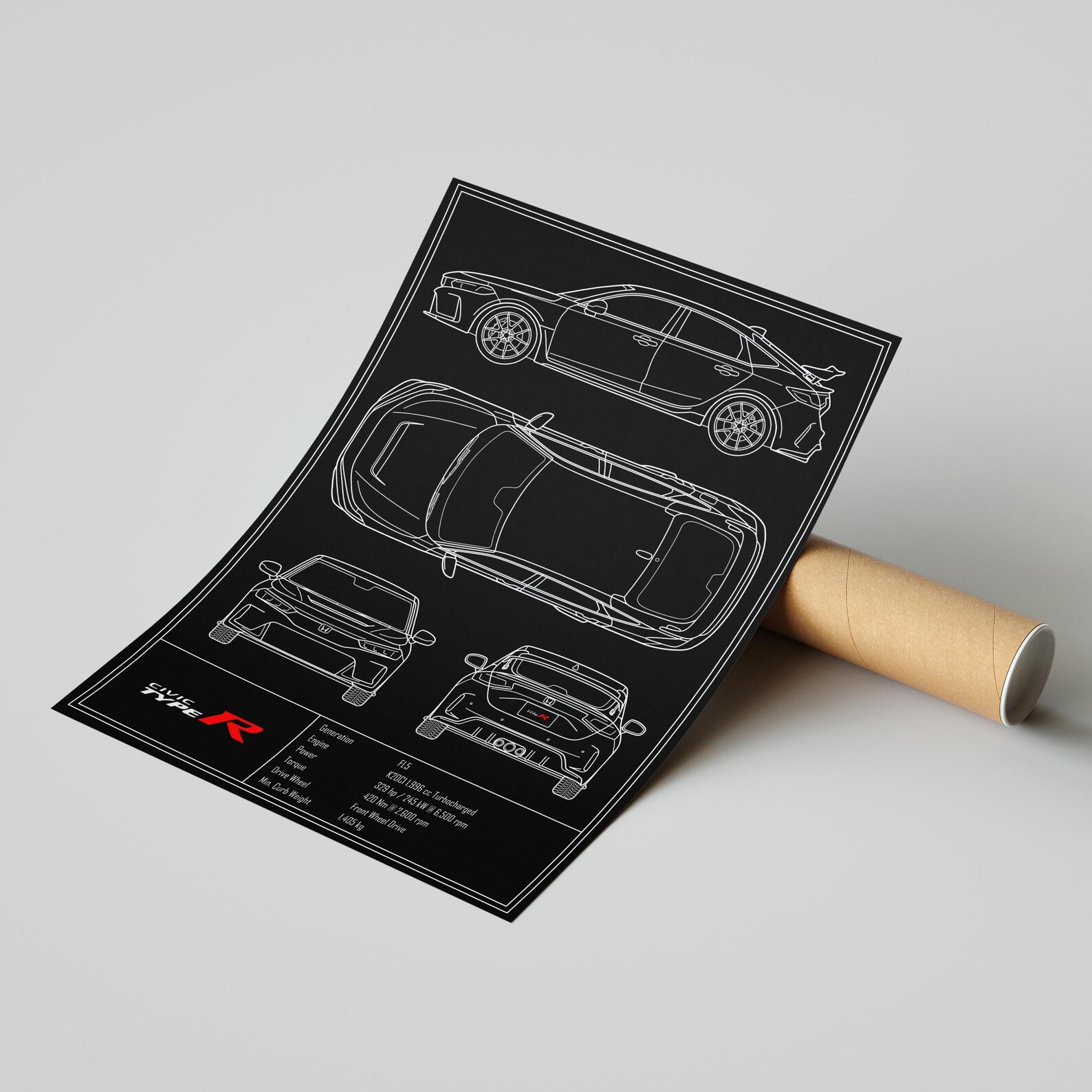 Honda Civic Type R FL5 Blueprint Poster - Etsy Canada
