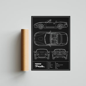 Mazda Miata NB Blueprint Poster - Etsy