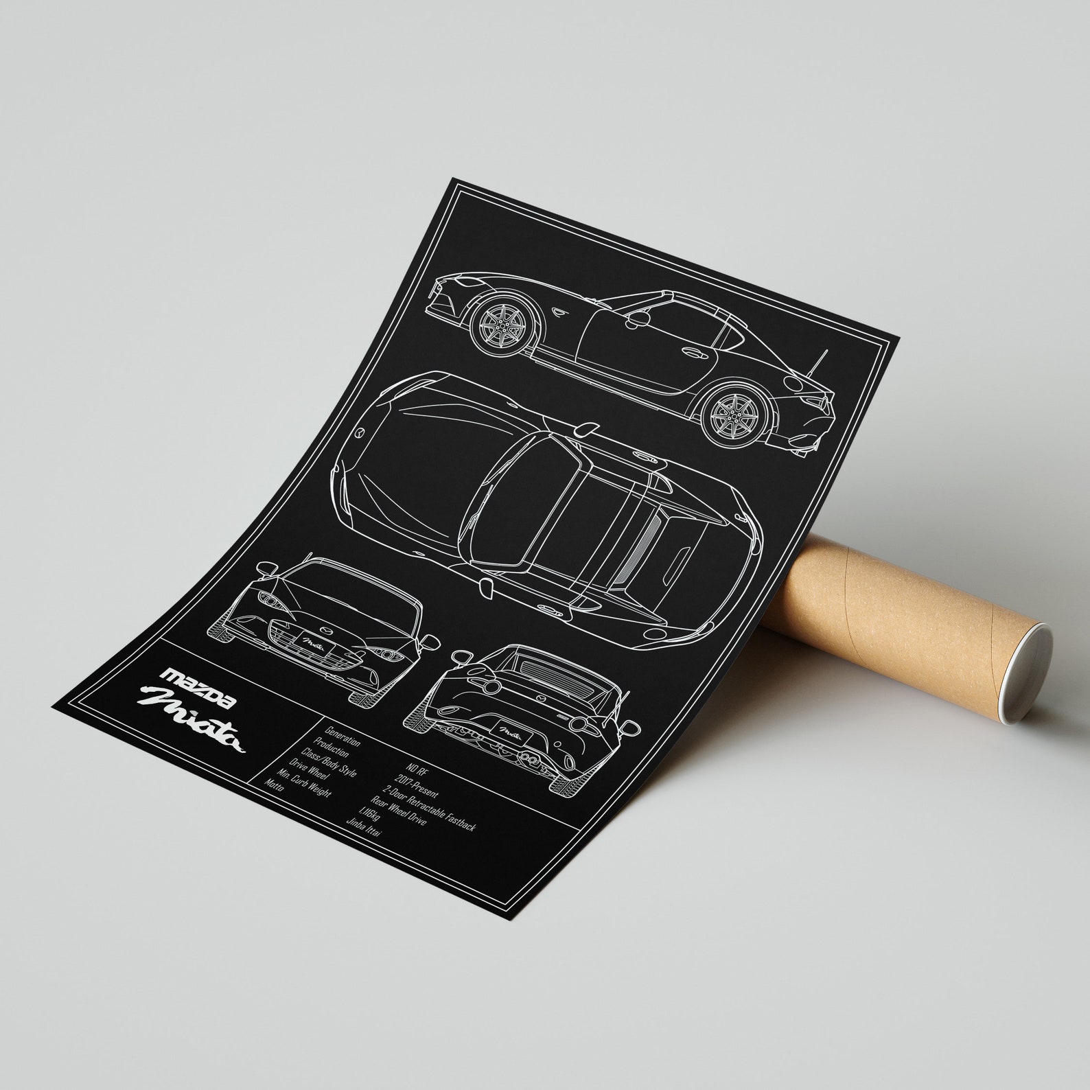 Mazda Miata ND RF Blueprint Poster - Etsy Canada
