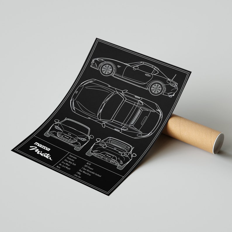 Mazda Miata ND RF Blueprint Poster - Etsy Canada
