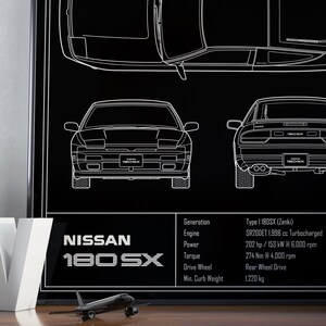 Nissan 180SX Blueprint Poster - Etsy