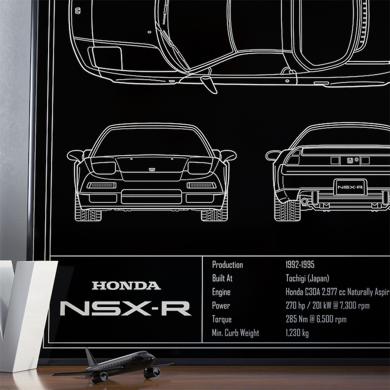 Honda NSX Blueprint Poster - Etsy