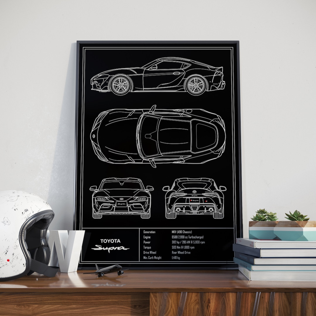 Toyota Supra MK5 A90 Blueprint Poster - Etsy