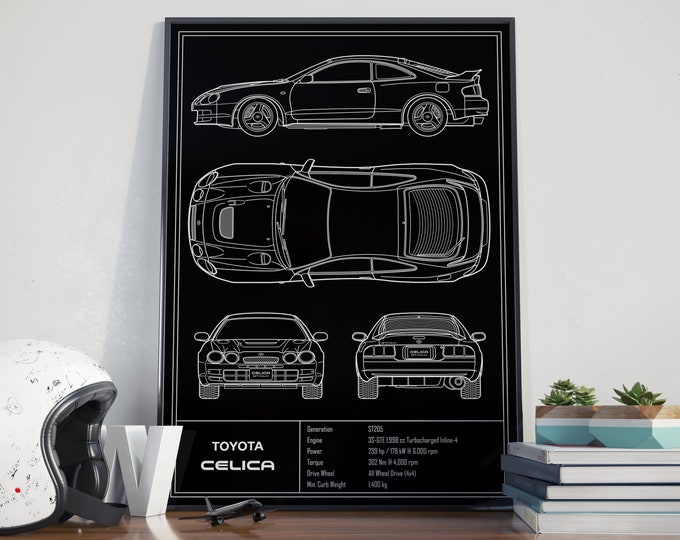Toyota Celica ST205 GT-FOUR Blueprint Poster - Etsy