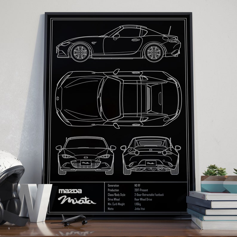 Mazda Miata ND RF Blueprint Poster - Etsy Canada