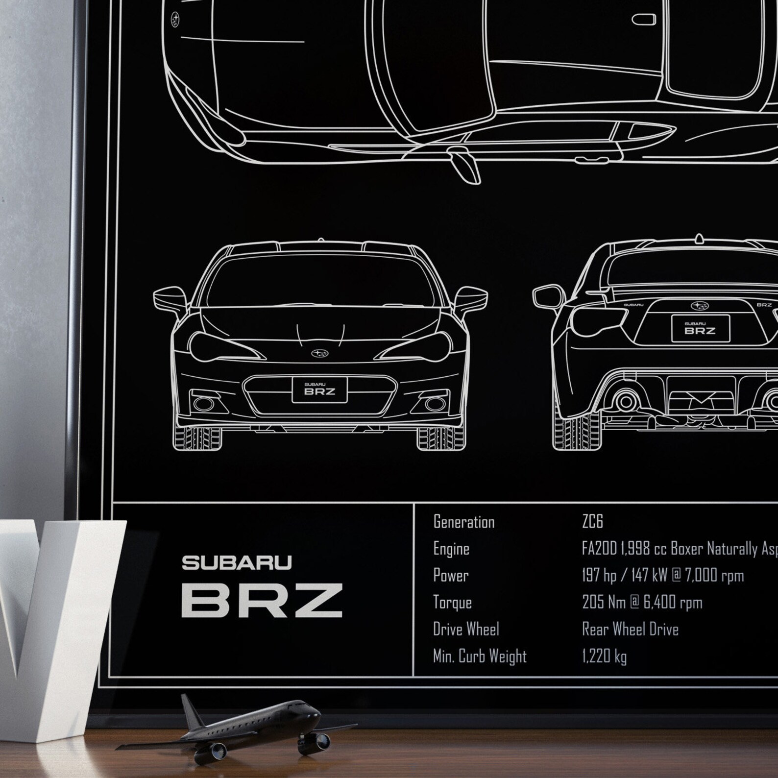 Subaru BRZ Blueprint Poster - Etsy