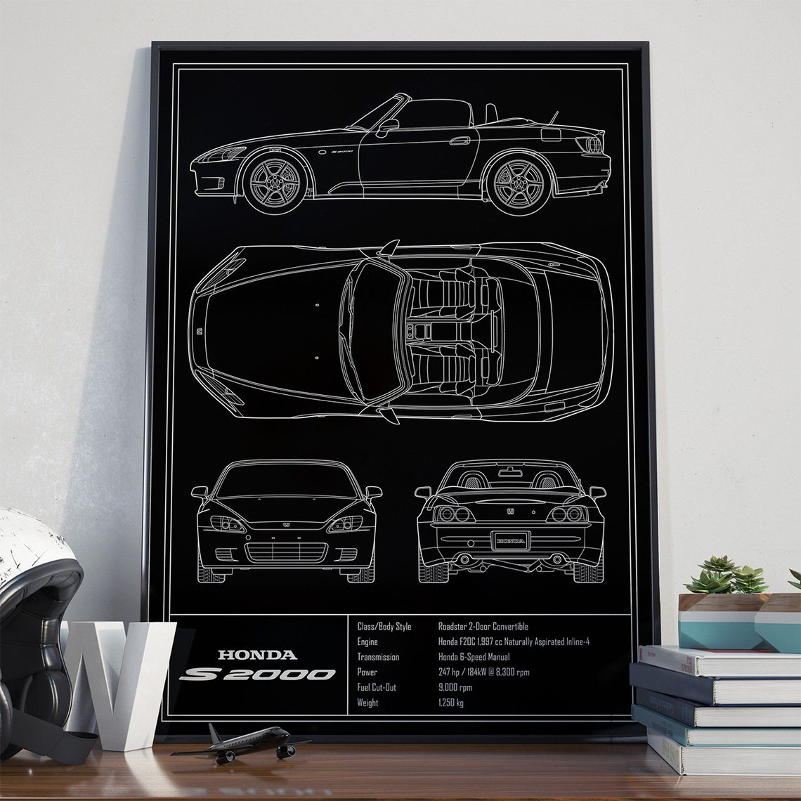 Honda S2000 AP1 Blueprint Poster | Etsy