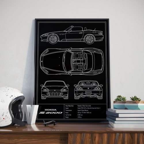 Honda S2000 AP2 Blueprint Poster - Etsy