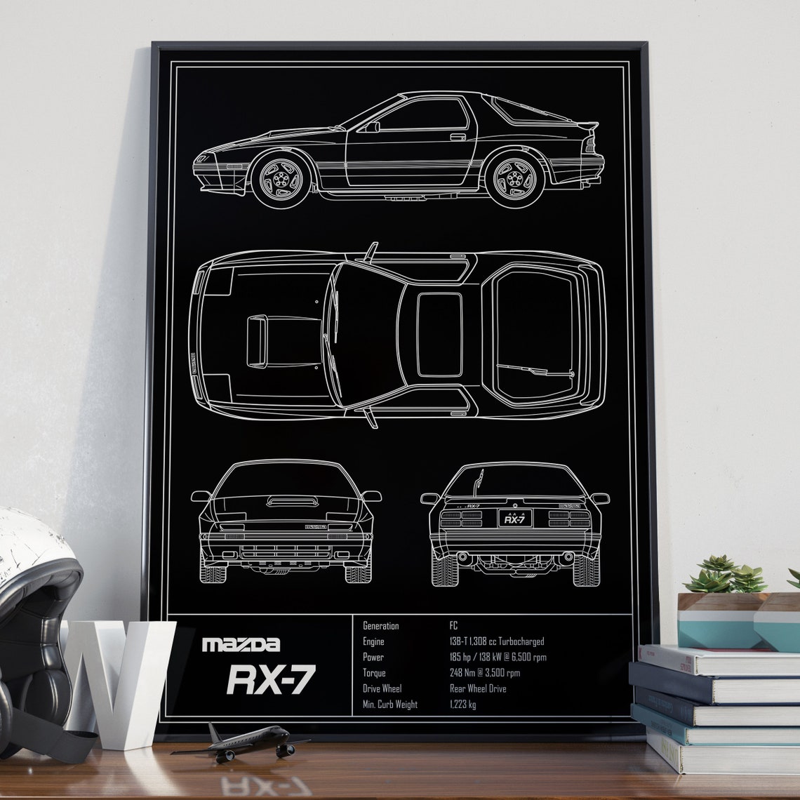Mazda RX7 FC Blueprint Poster - Etsy Canada