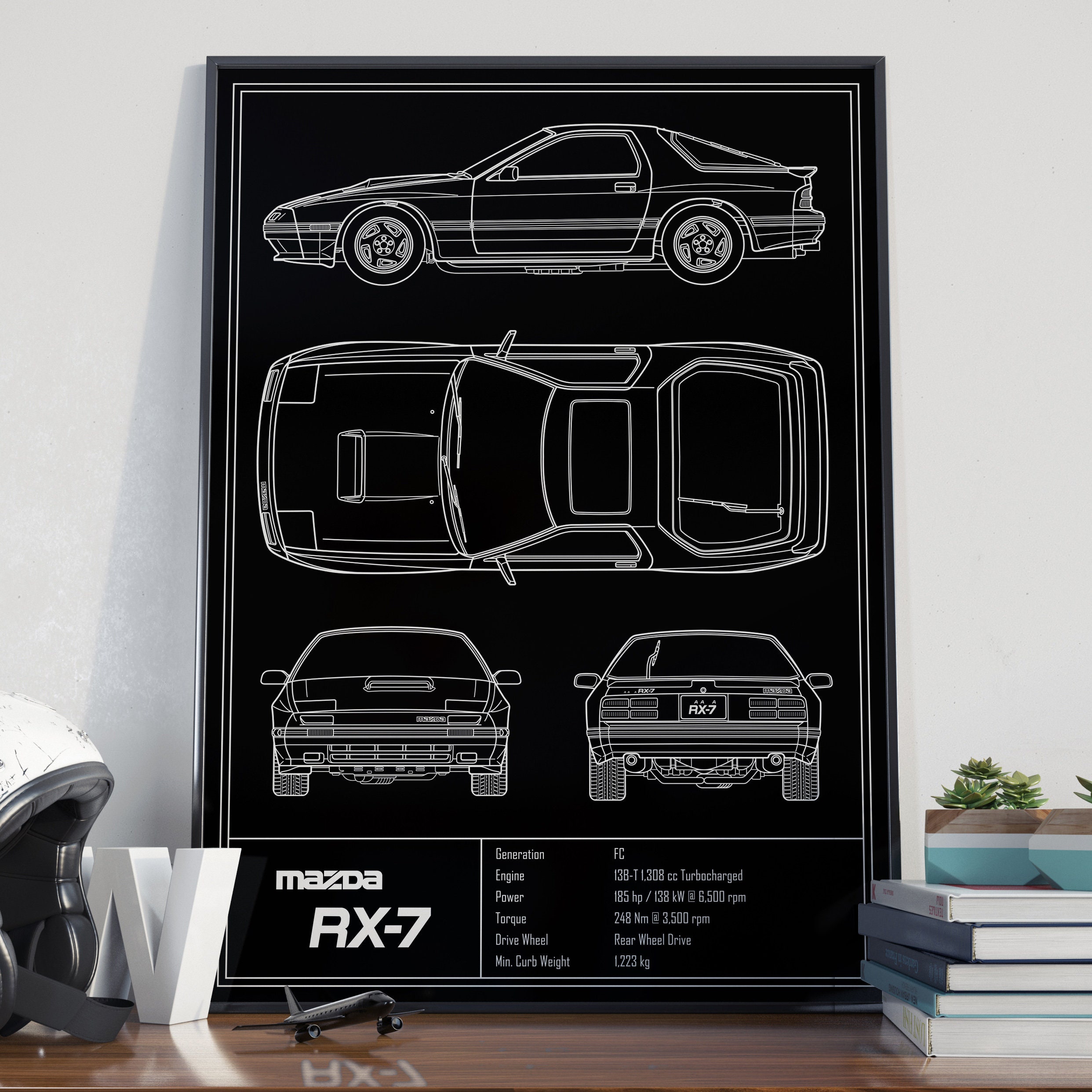 Mazda RX7 FC Blueprint Poster - Etsy UK