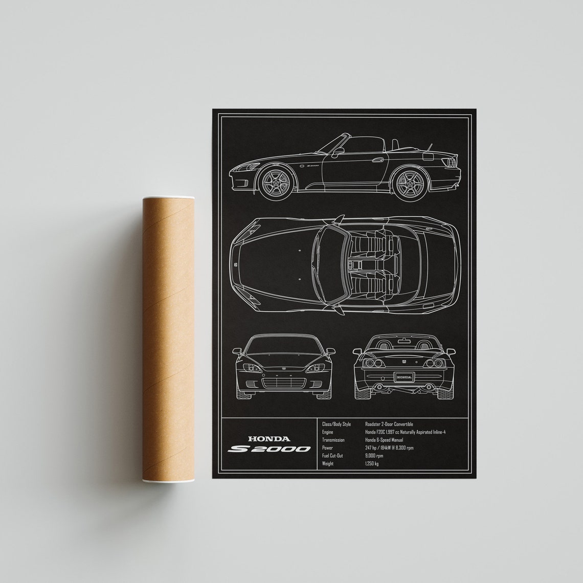 Honda S2000 AP1 Blueprint Poster - Etsy