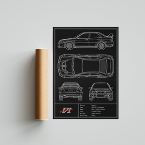 Mitsubishi Lancer Evo 6 Blueprint Poster - Etsy