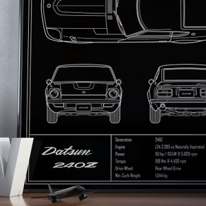 Datsun 240Z S30 Blueprint Poster - Etsy