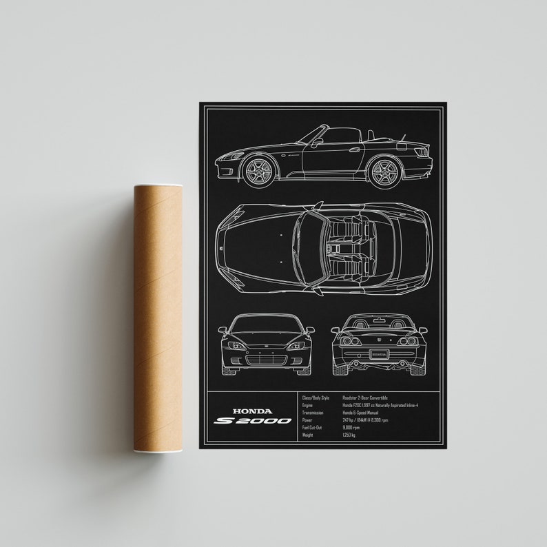 Honda S2000 AP1 Blueprint Poster - Etsy