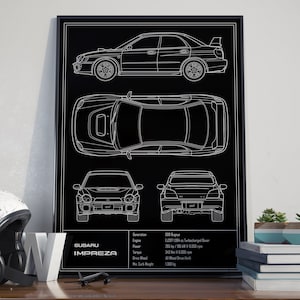 Subaru Impreza WRX STI Bugeye Blueprint Poster - Etsy