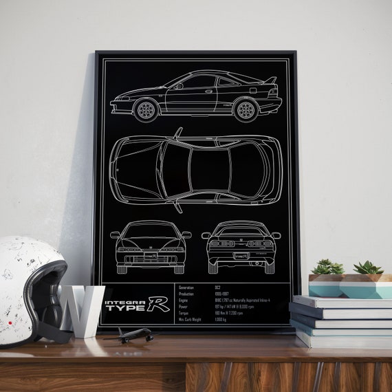Honda Integra Type-r DC2 JDM Blueprint Poster - Etsy Canada