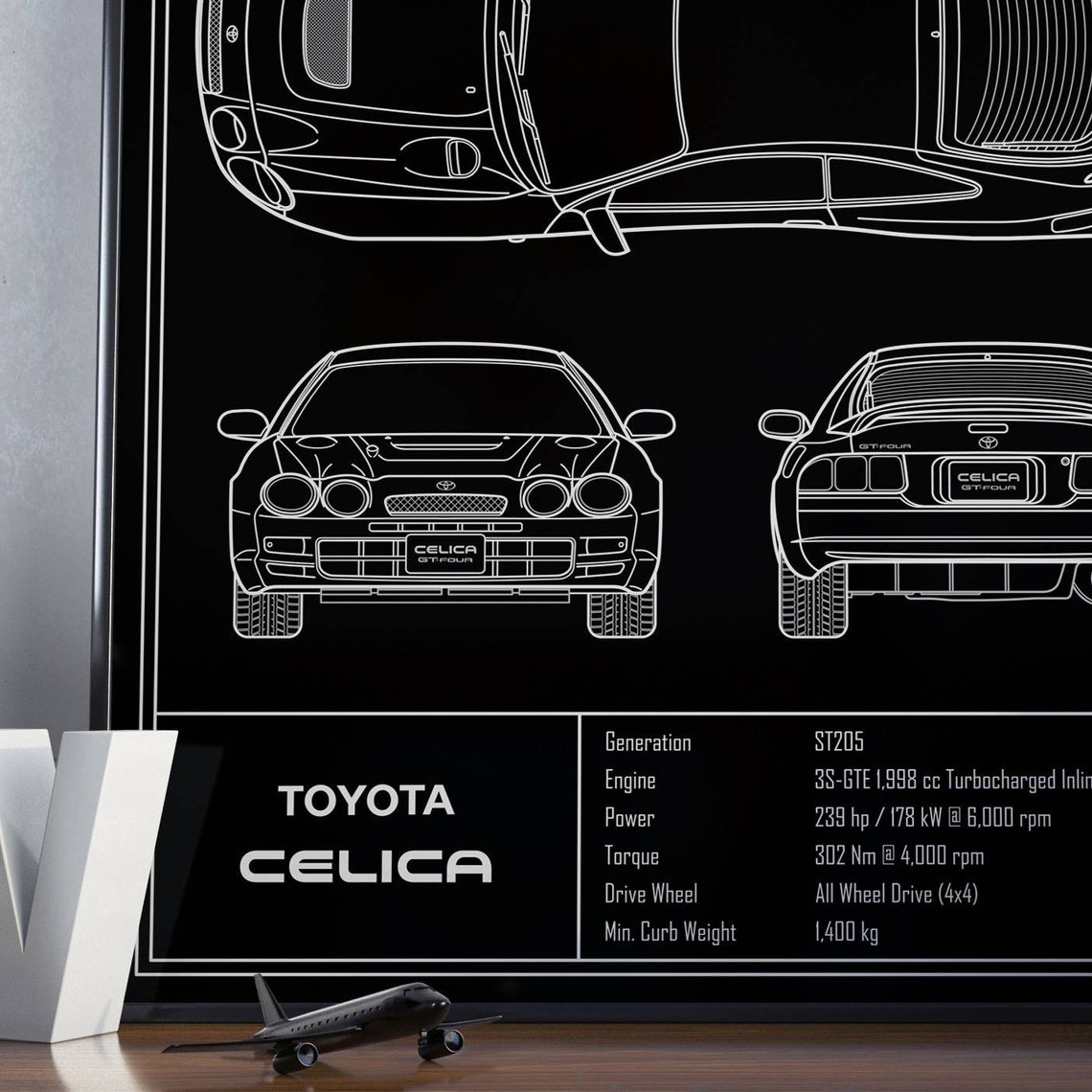 Toyota Celica ST205 GT-FOUR Blueprint Poster - Etsy