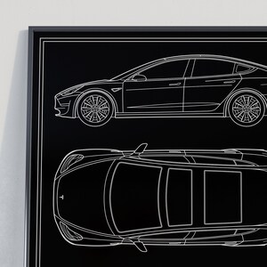 Tesla Model 3 Blueprint Poster - Etsy