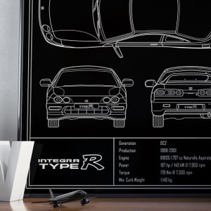 Honda Integra Type-r DC2 US Blueprint Poster - Etsy