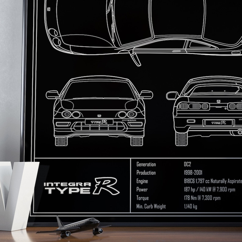 Honda Integra Type-r DC2 US Blueprint Poster - Etsy