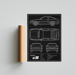 Toyota AE86 Levin Blueprint Poster - Etsy