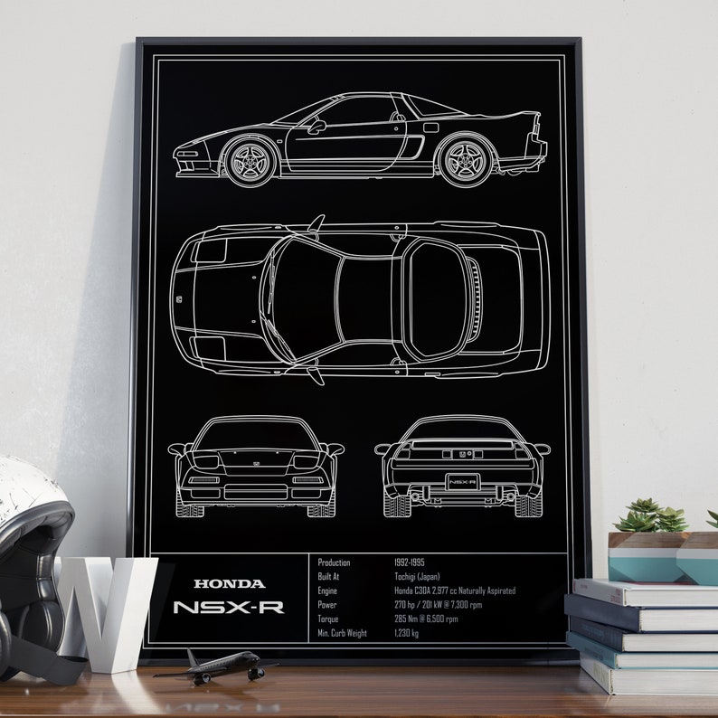 Honda NSX Blueprint Poster - Etsy Canada