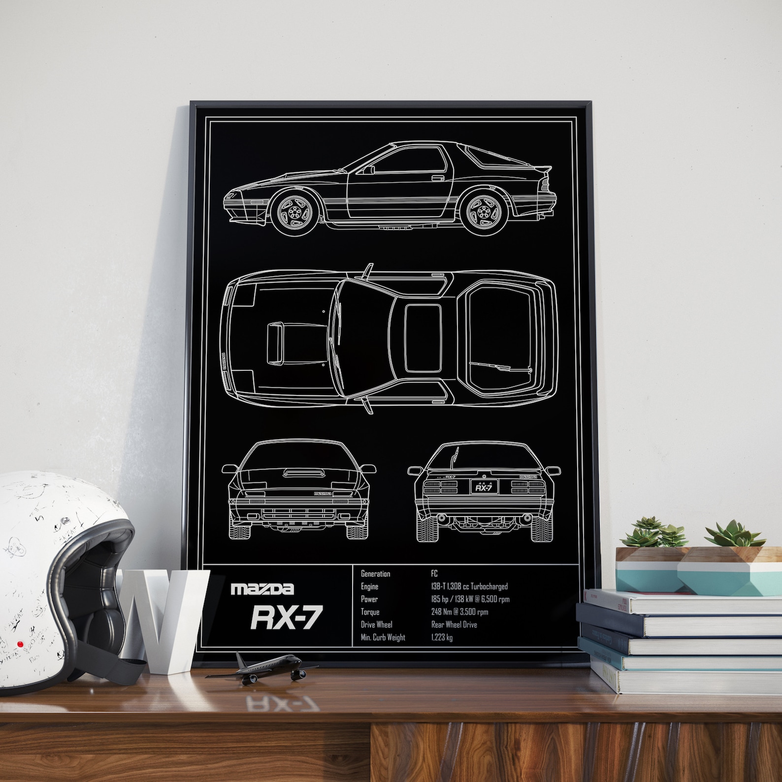 Mazda RX7 FC Blueprint Poster - Etsy