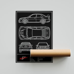 Mitsubishi Lancer Evo 5 Blueprint Poster - Etsy