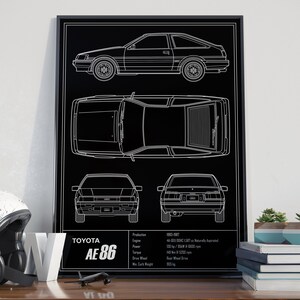 Toyota AE86 Levin Blueprint Poster - Etsy