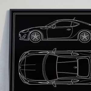 Toyota GT86 Blueprint Poster 2012-2016 - Etsy