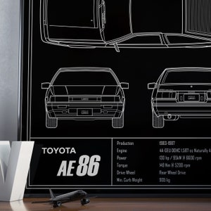 Toyota AE86 Levin Blueprint Poster - Etsy