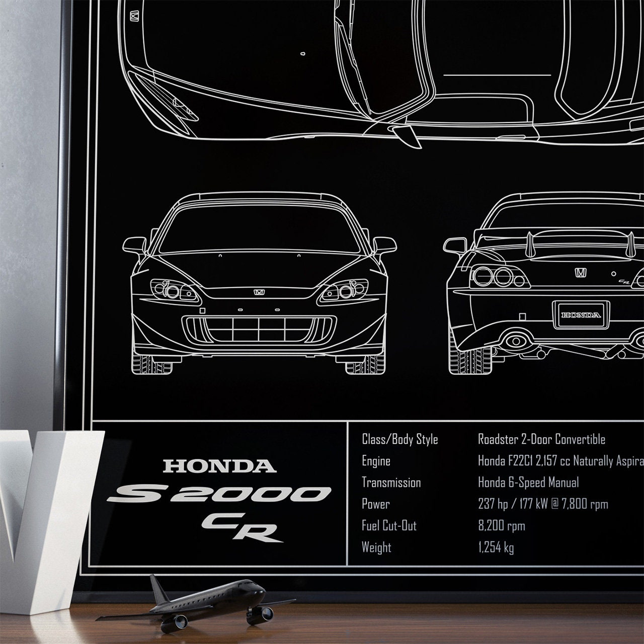 Honda S2000 AP2 CR Blueprint Poster - Etsy