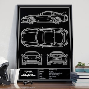 Toyota Supra MK4 Twin Turbo Blueprint Poster - Etsy