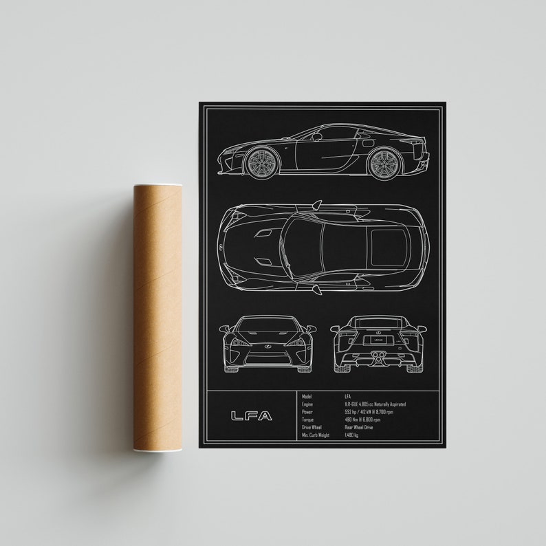 Lexus LFA Blueprint Poster Print - Etsy