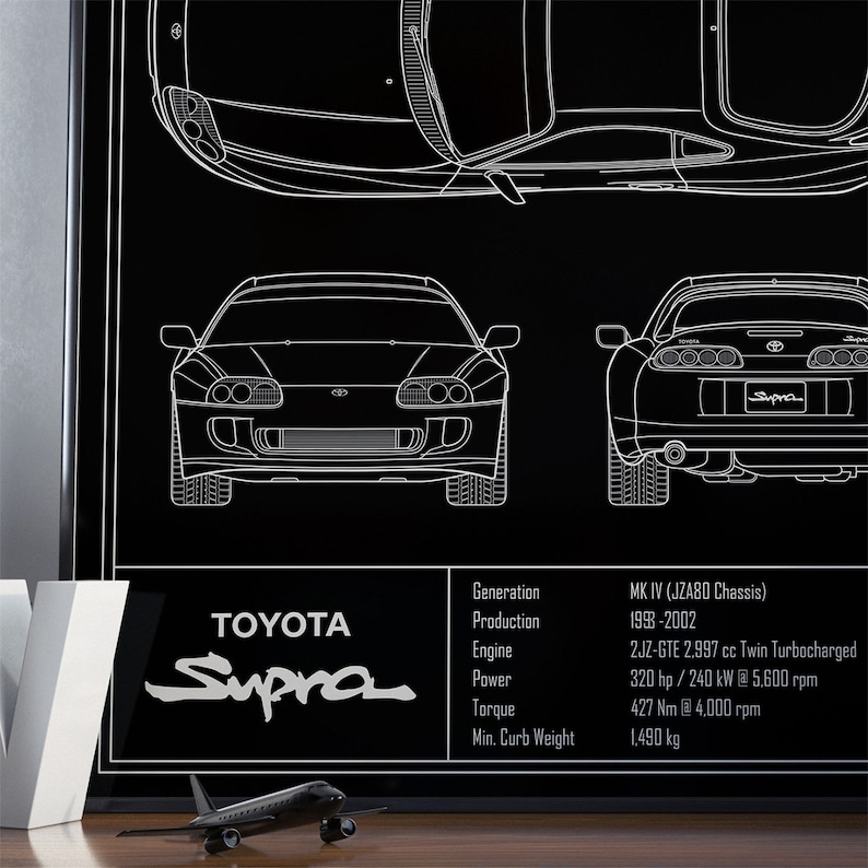 Toyota Supra MK4 TT Blueprint Poster - Etsy