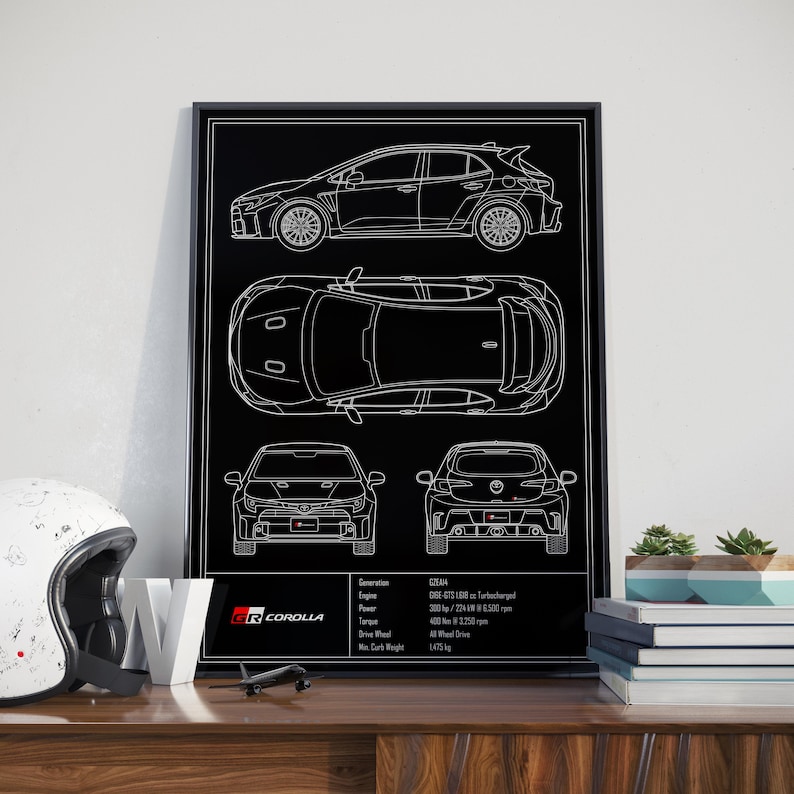 Toyota Corolla GR SPORT Blueprint Poster - Etsy