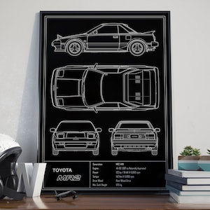Toyota MR2 AW11 Blueprint Poster - Etsy